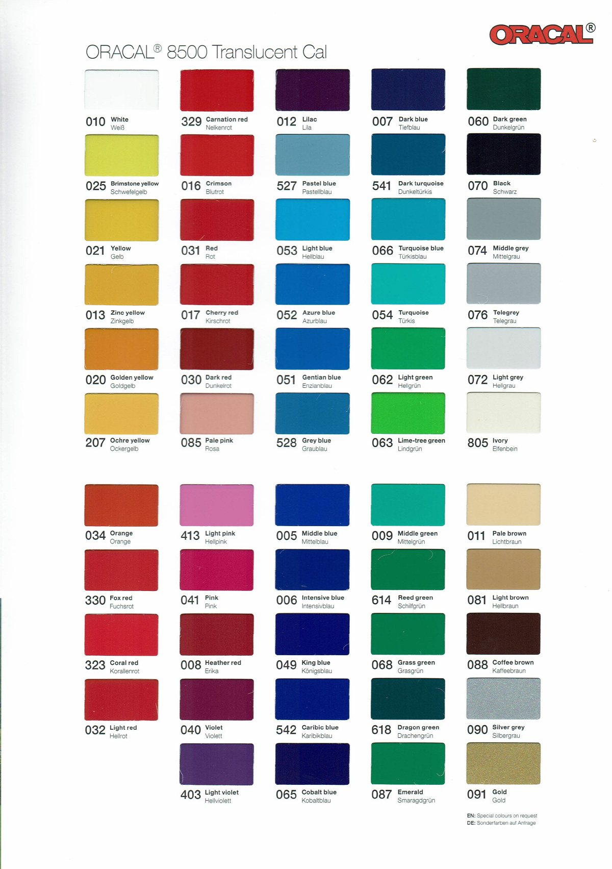 Oracal 8500 - Translucent folie - Folie til glas - FolieGejl.dk